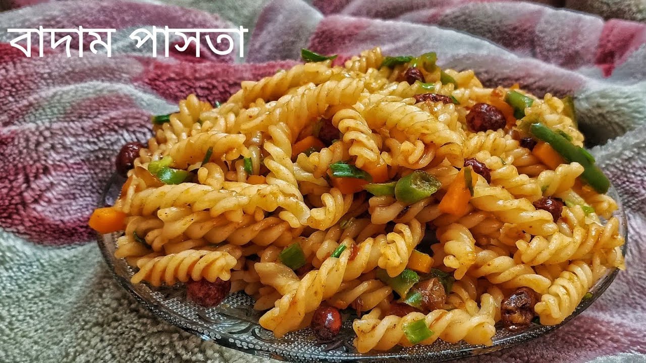 বাদাম দিয়ে রেড সস পাসতা | Red Sauce Pasta With Peanuts Recipe ...