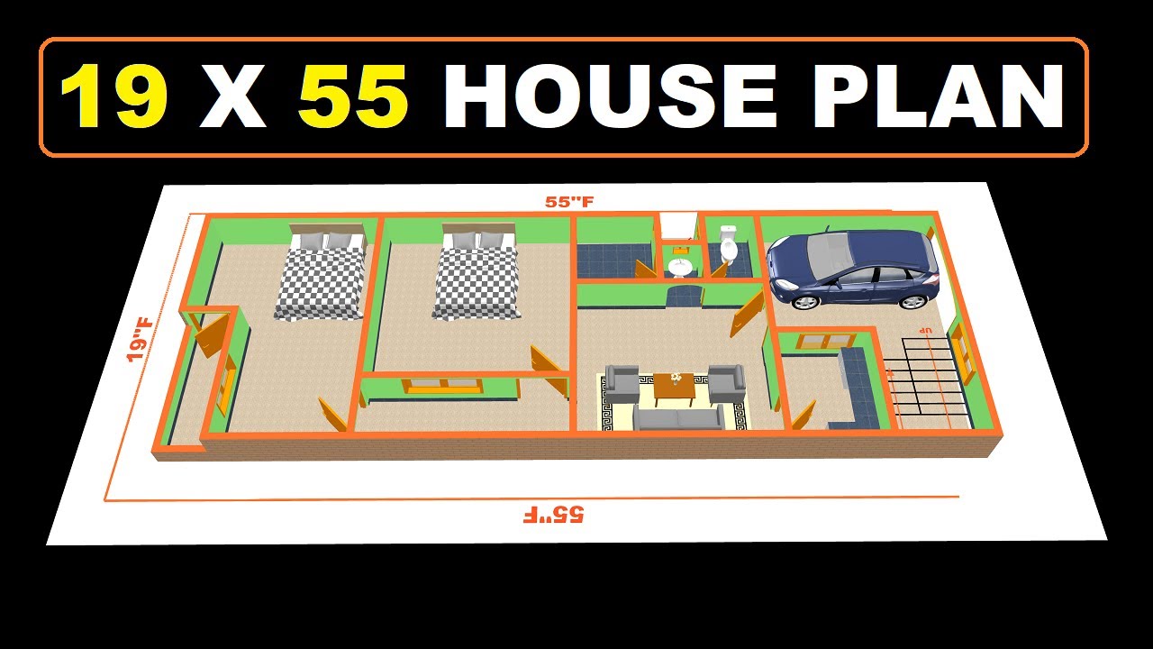 19 x 55 2BHK House Desing 19 * 55 2बैडरूम वाला घर का नक्शा - YouTube