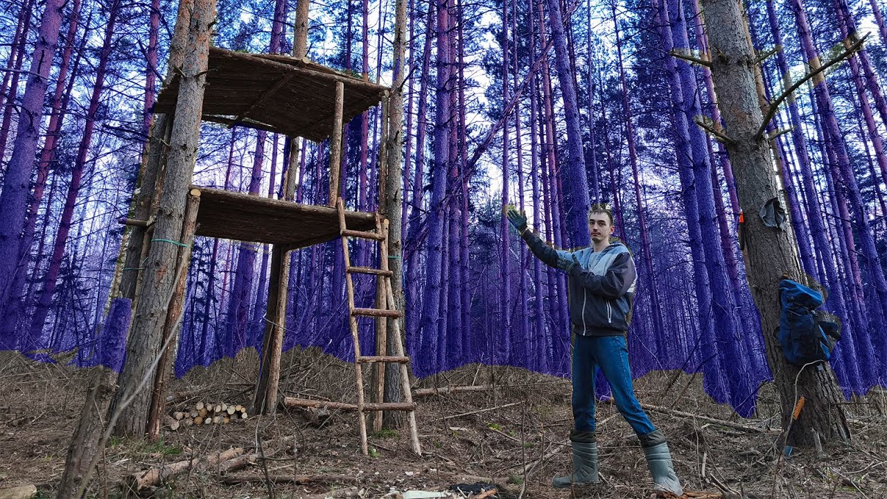 Will the TREE HOUSE withstand the strong wind? I made a roof , part 4 ...