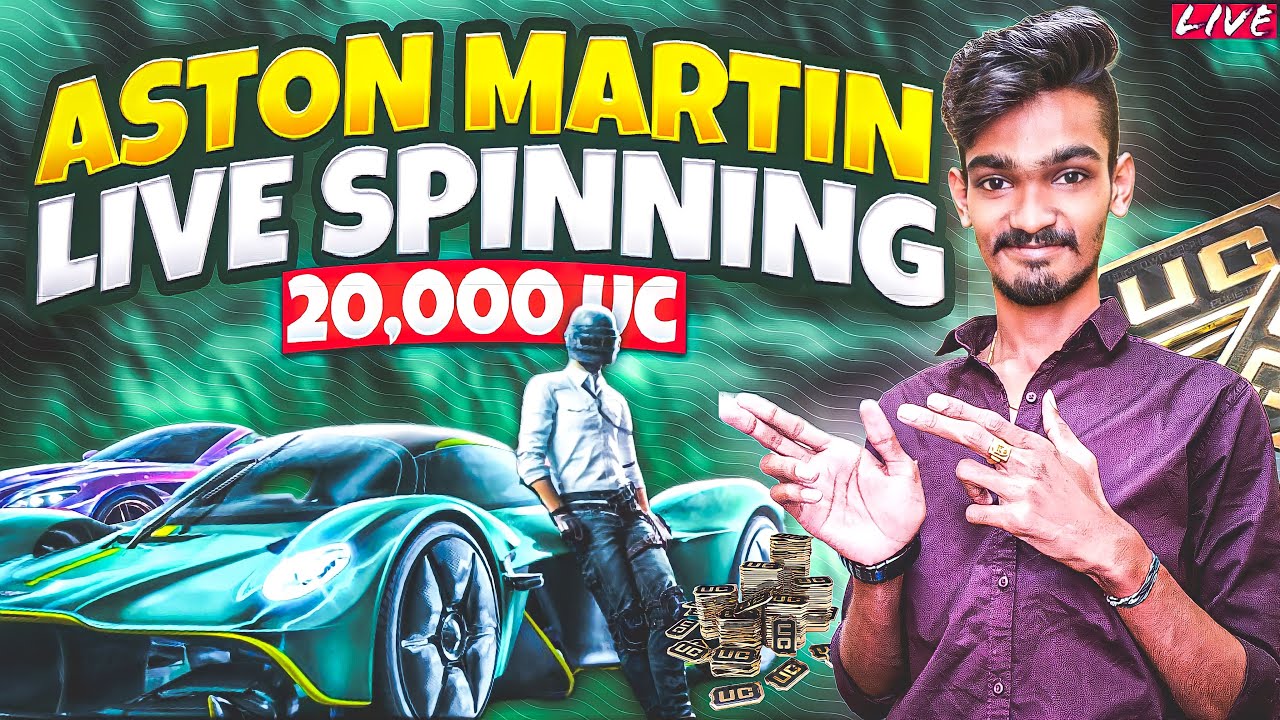 ASTON MARTIN LIVE SPINNING🏎️20,000UC🤯#bgmilivetelugu #livespinning # ...