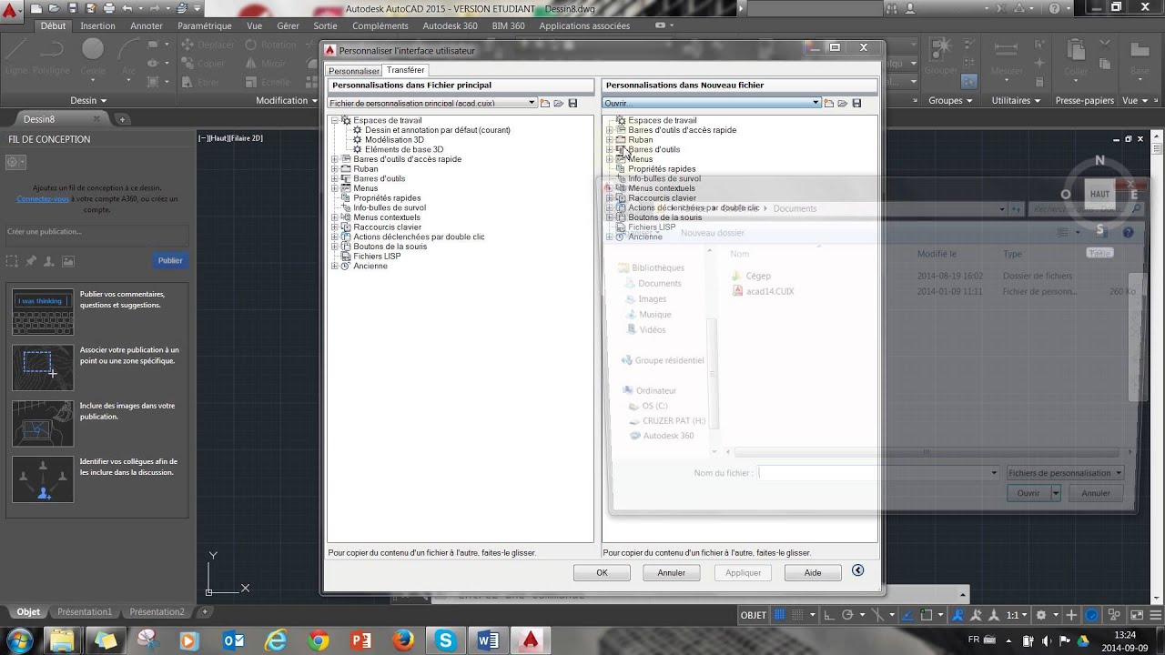 Rétablir l'environnement Autocad Classique (À partir d'un CUIX) - YouTube
