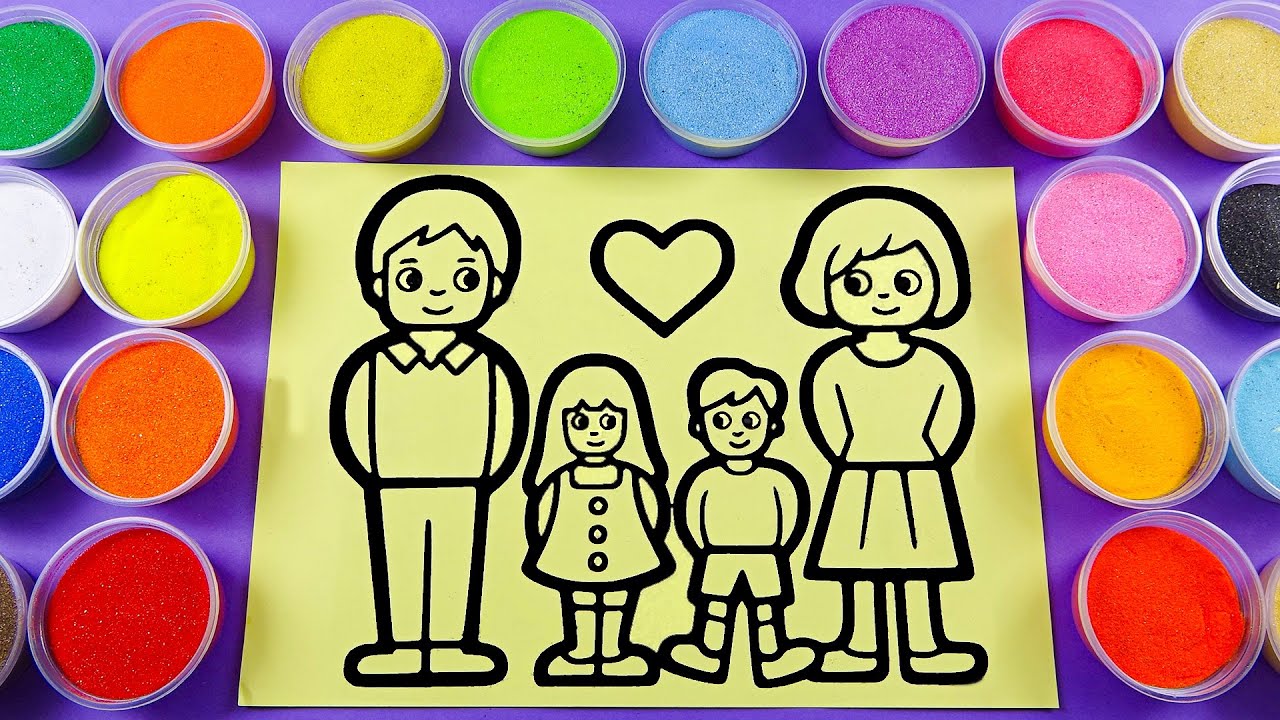 [ToyASMR] Family Daddy,Mommy,Brother,Sister Sand Painting | How To Make ...