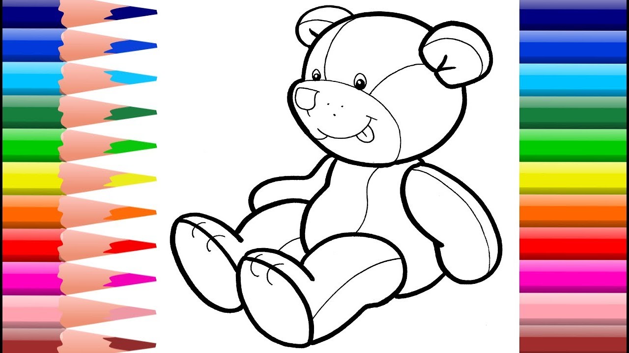 HOW to COLOR TEDDY BEAR - Coloring Page for Children - YouTube