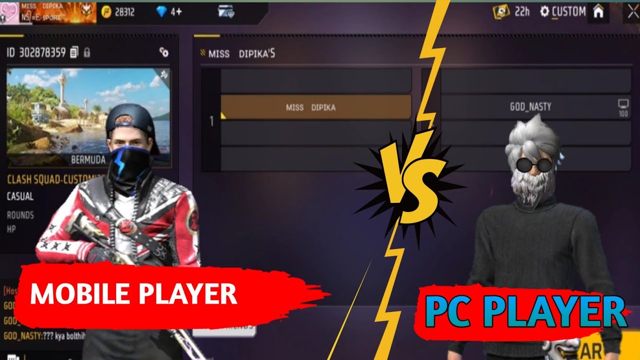 Mobile player vs PC player full comparison game play 1 vs 1 GARENA FREE ...