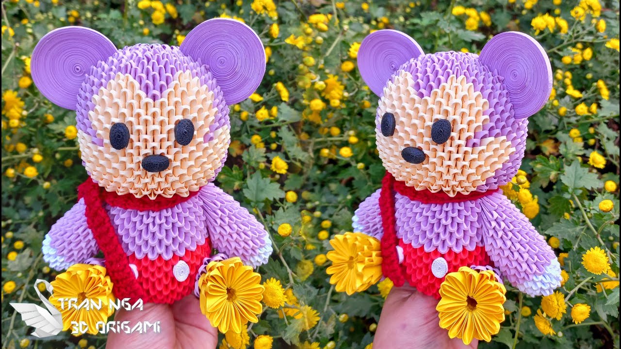 DIY paper Mickey mouse tutorial P1 | Tutorial de origami 3d de Mickey ...