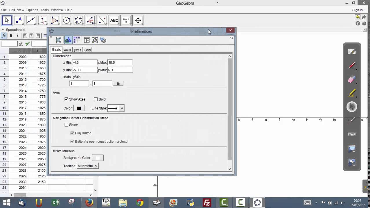 Construction d'une suite arithmétique avec le tableur de géogebra - YouTube
