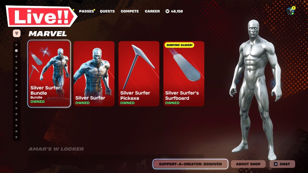 🔴*NEW* Fortnite SILVER SURFER BUNDLE ITEM SHOP OUT NOW August 20 ...
