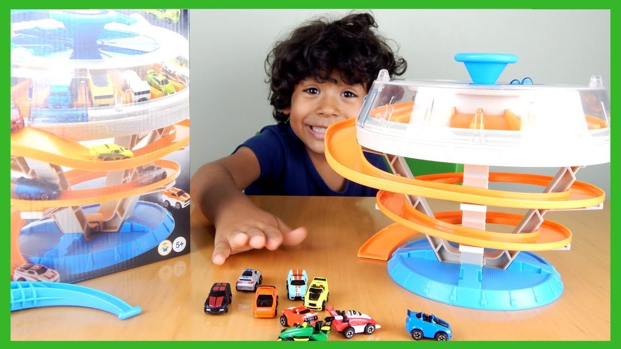 Car Videos for Kids-Spin Parking Garage Playset! Micro Fast Toys Cars ...