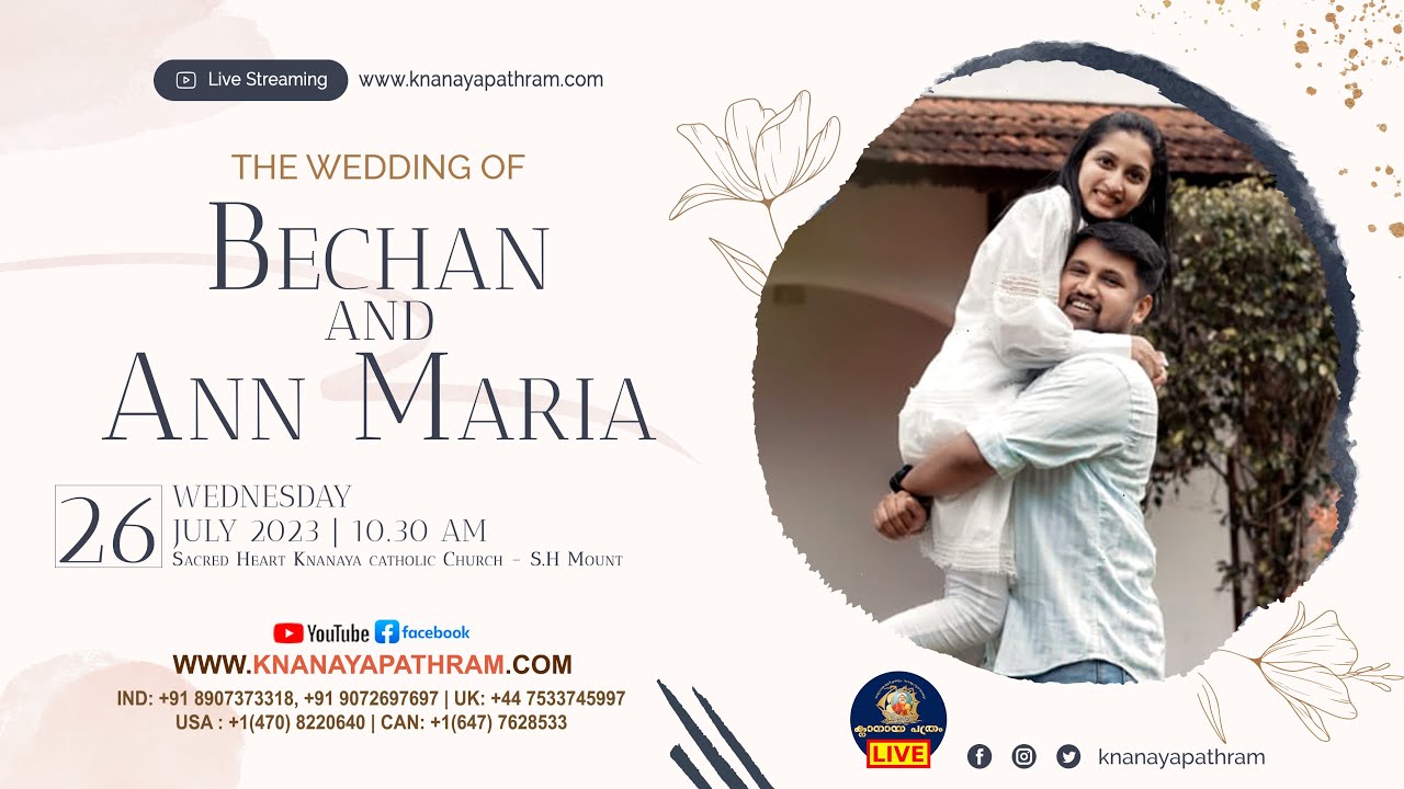 WEDDING CEREMONY LIVE | BECHAN & ANN MARIA | 26.07.2023 | SH MOUNT ...