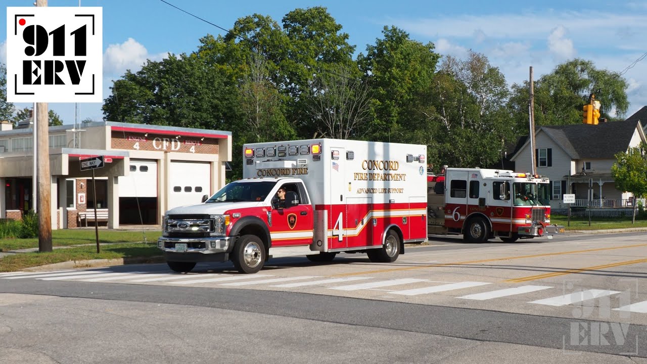 Concord Fire Truck Responding | Ex-Ambulance 4 and Engine 6 - YouTube