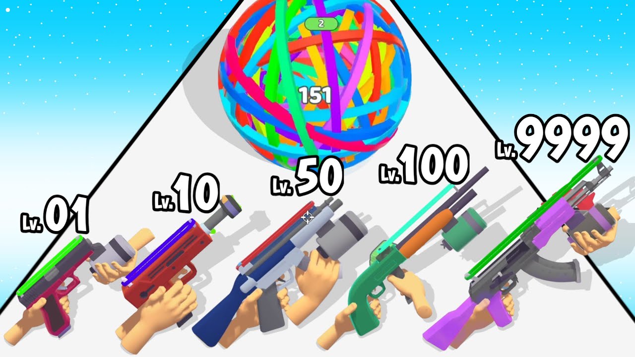 Rubber Shoot Gun - Level Up Gun Max Level ASMR Satisfying Gameplay ...