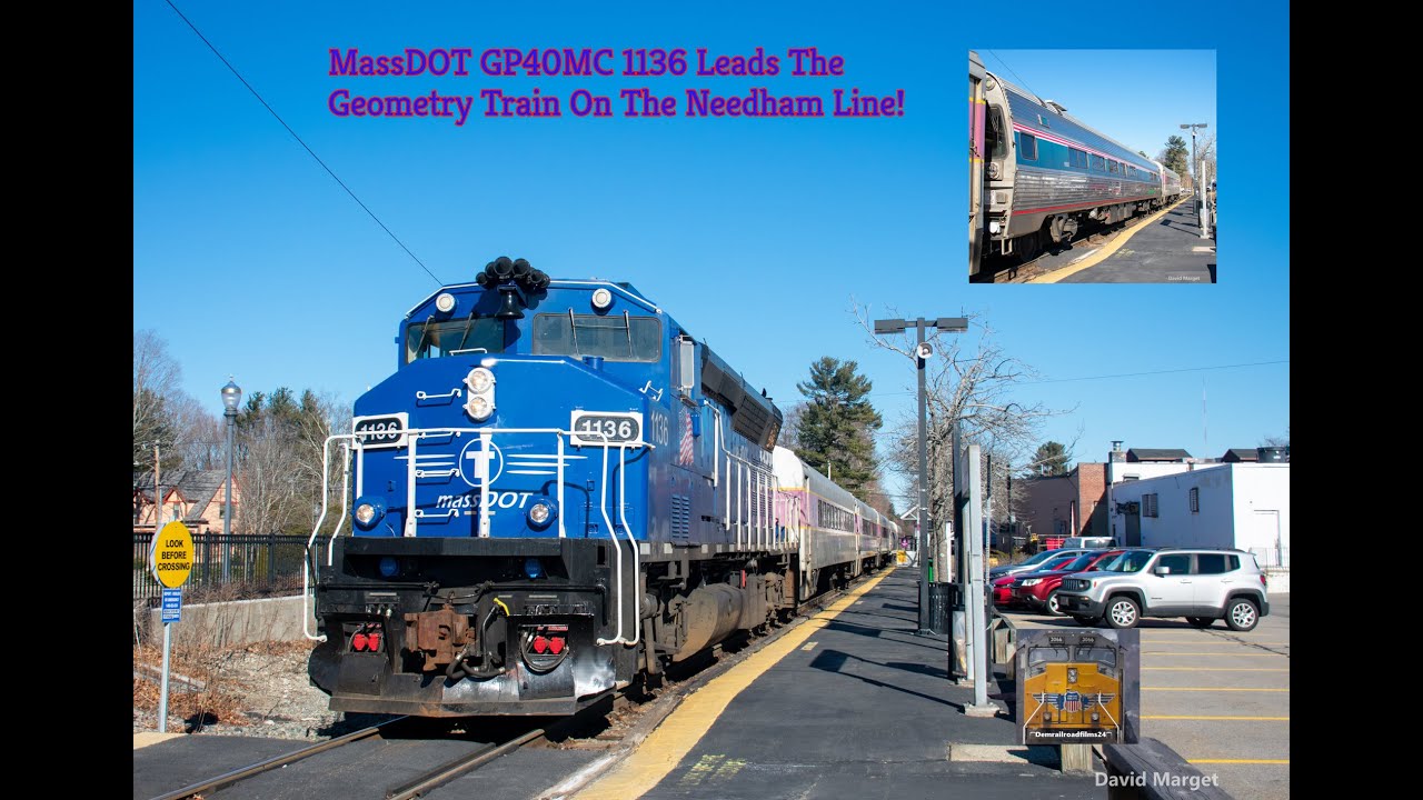 MassDOT GP40MC 1136 Leads The Geometry Train On The Needham Line! - YouTube