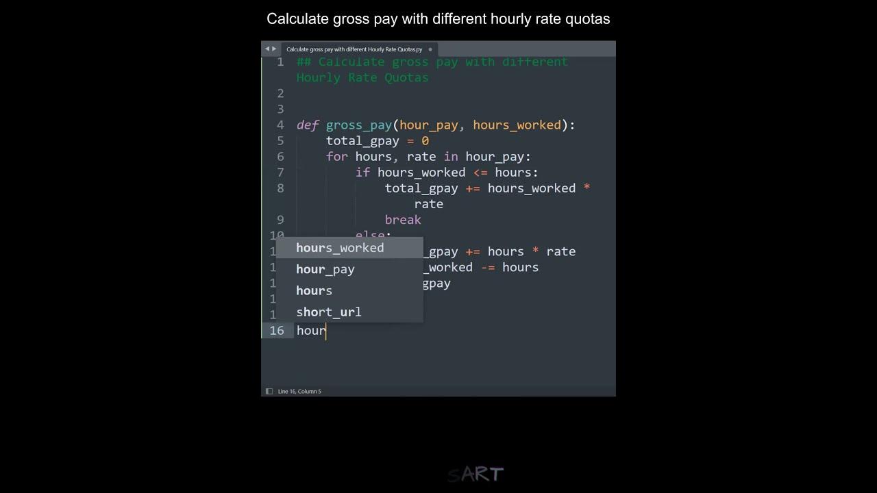 Calculate gross pay with different hourly rate quotas in Python | Python Examples | Python ...