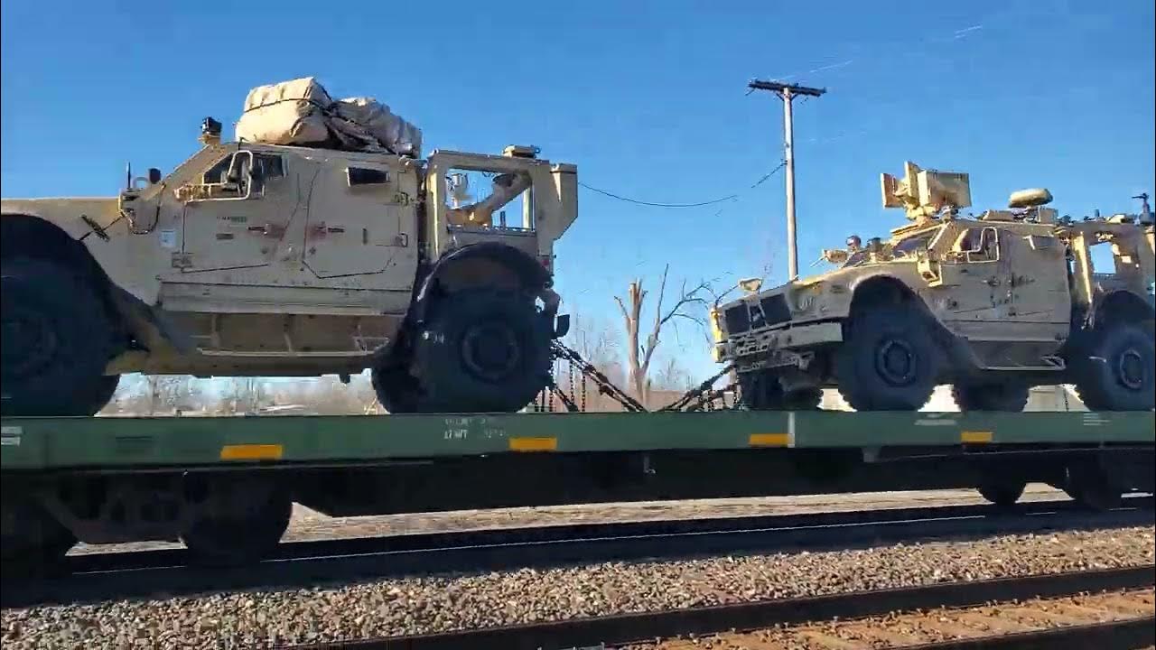 USA military train. csx 3216 and UP 6337. - YouTube
