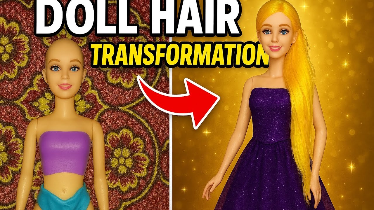 Doll transformation | DIY Barbie hair's 💇Rerooting | Barbie Doll's hair ...