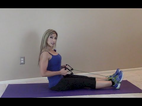 Seated rows with tubing - YouTube