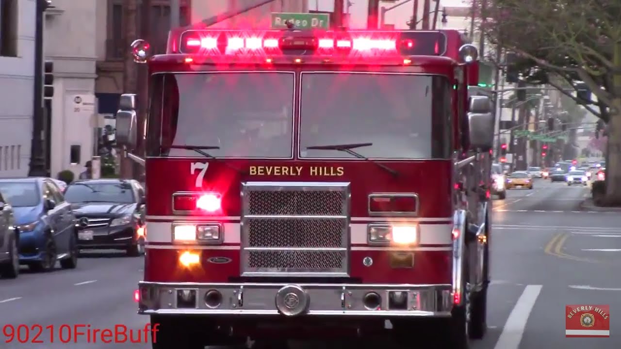 Beverly Hills Fire Dept. Engine 7 Responding/Canceling - YouTube