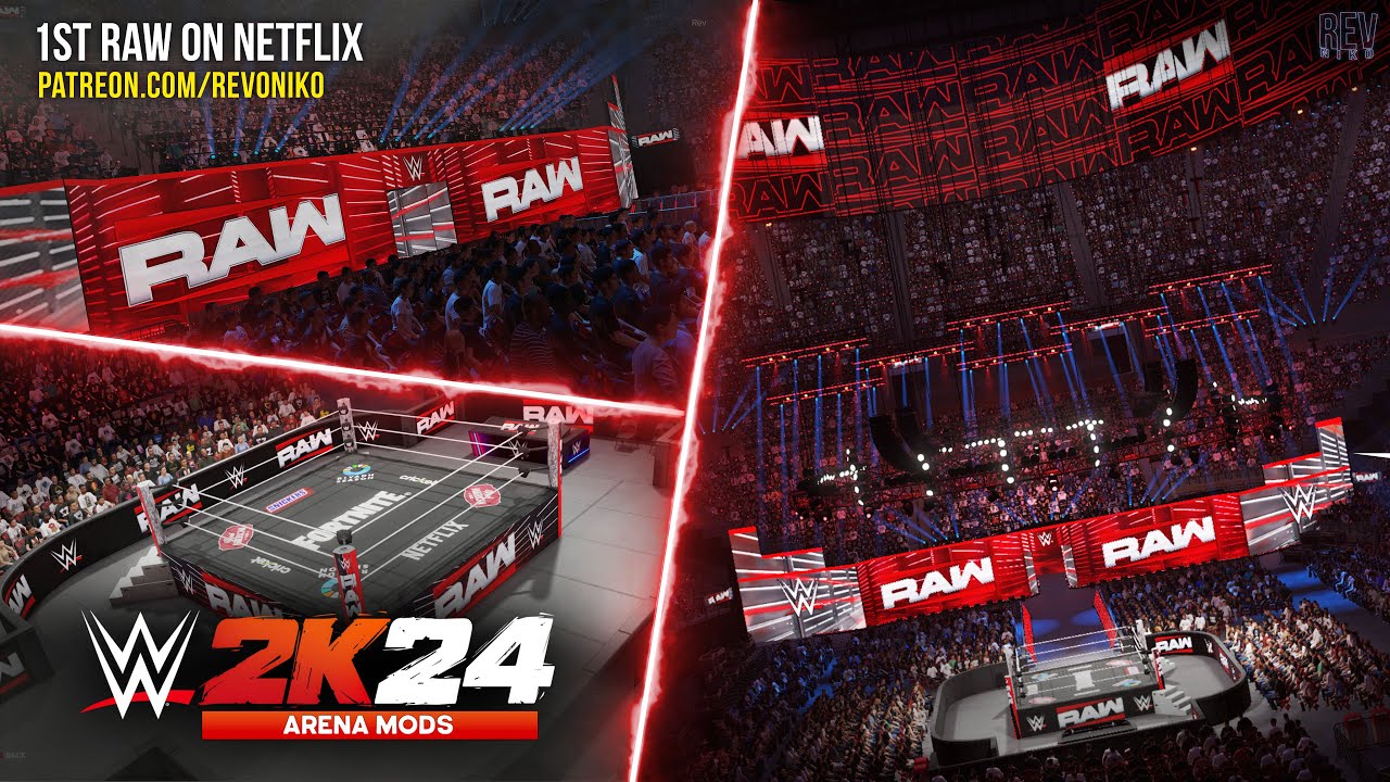 WWE 2K24 : First RAW on NETFLIX - ARENA MODS - YouTube