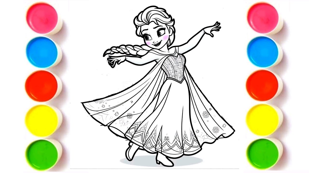 Beautiful Princess Elsa Drawing and Coloring | How to Draw Elsa from ...