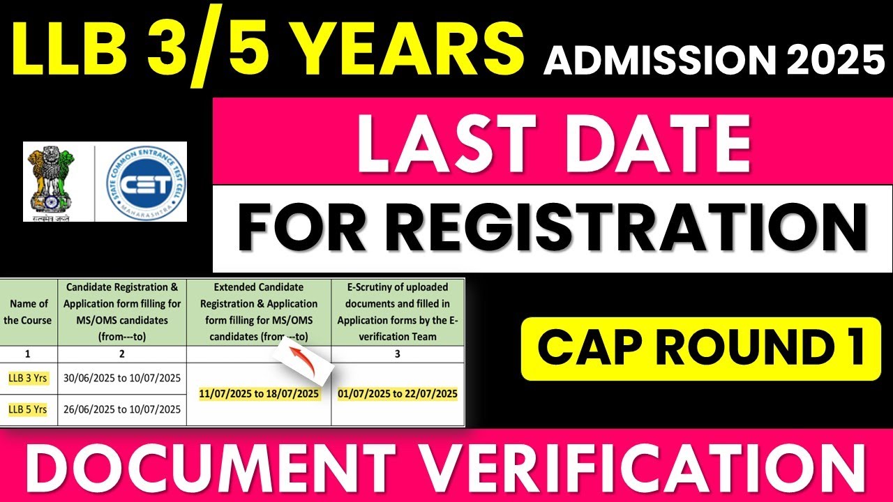 MH CET LAW (3/5 Yrs) Registration Form Filling Last Date | LAW ...