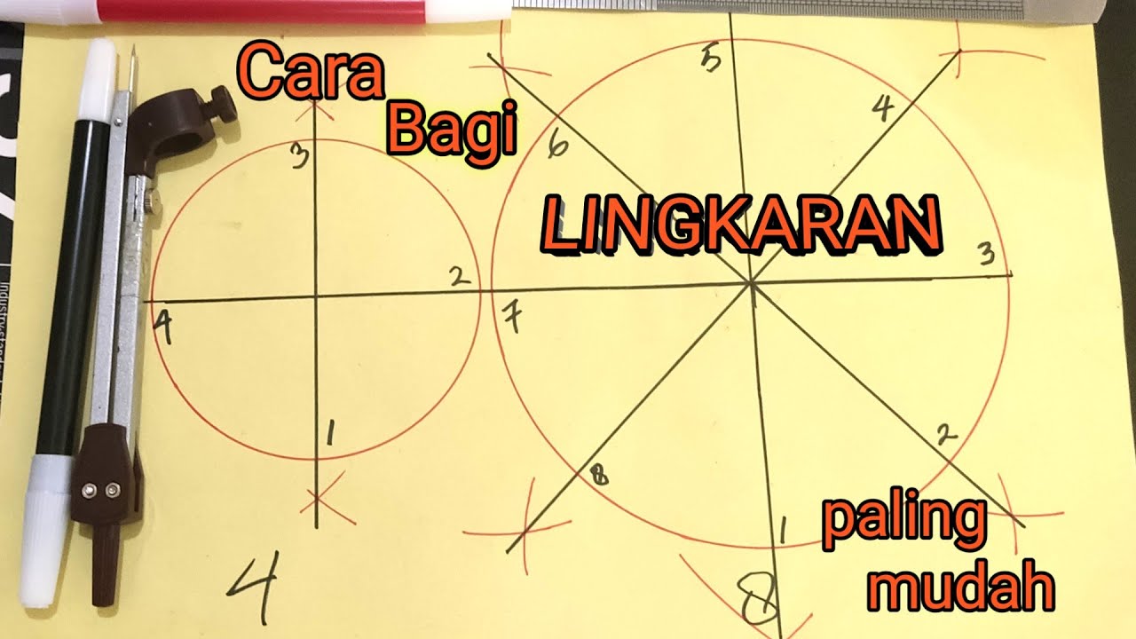Cara Membagi Lingkaran Jadi Sama Besar(4 dan 8 bagian) || Hou to divide ...