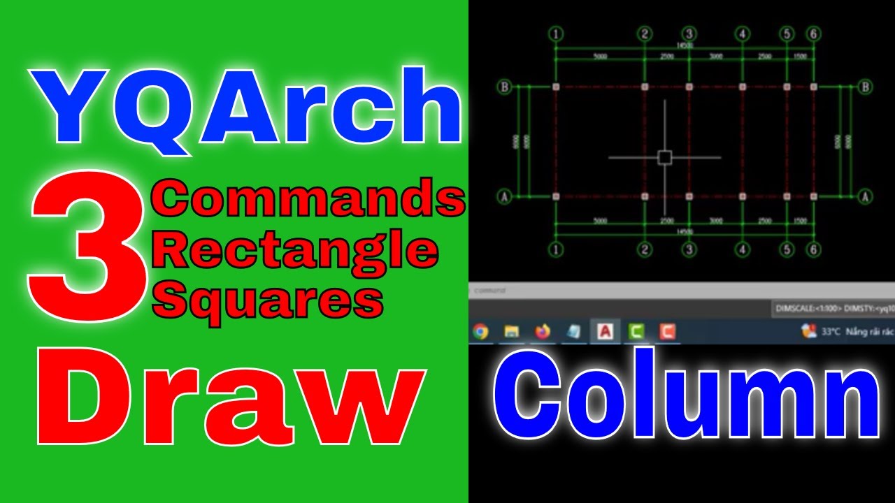3 command to draw column rectangle or squares by YQArch - YouTube