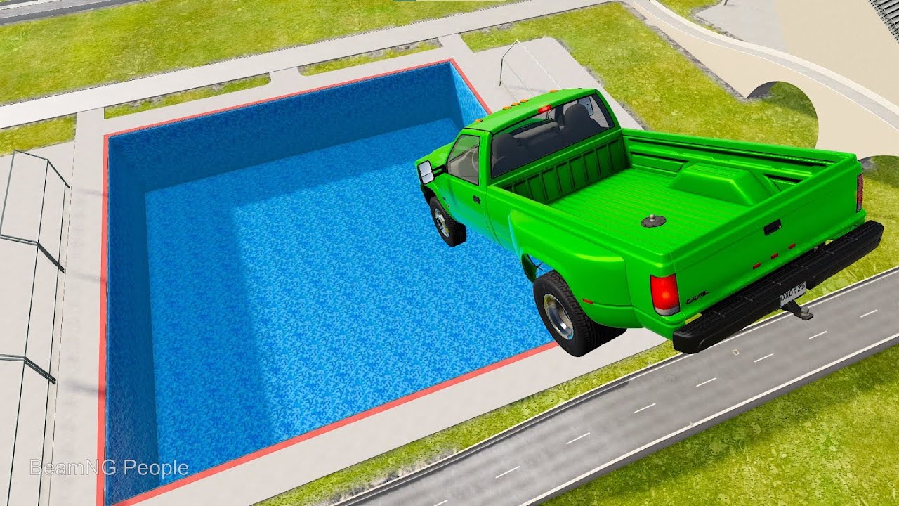 High Speed Cars Jumping In Pools - BeamNG.Drive | BeamNG People - YouTube