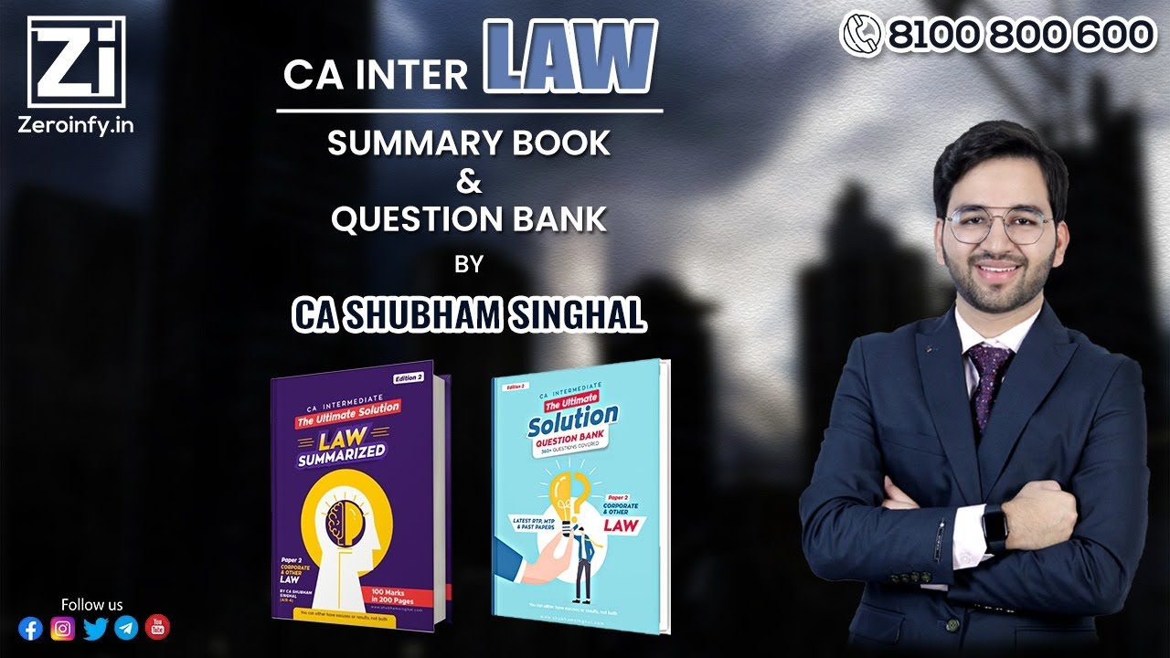 CA Inter Law Summary Notes and Question Bank For Nov 23 By CA Shubham ...