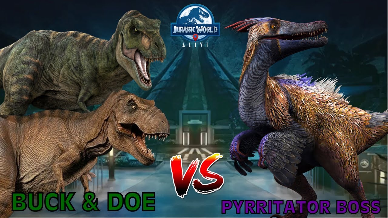 Buck & Doe vs Pyrritator Boss - Jurassic World Alive - YouTube