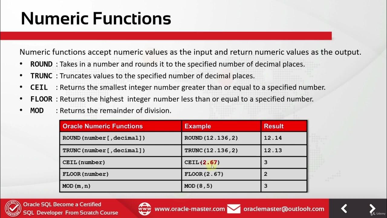 7.7 Single-Row Functions [Numeric Functions] - YouTube