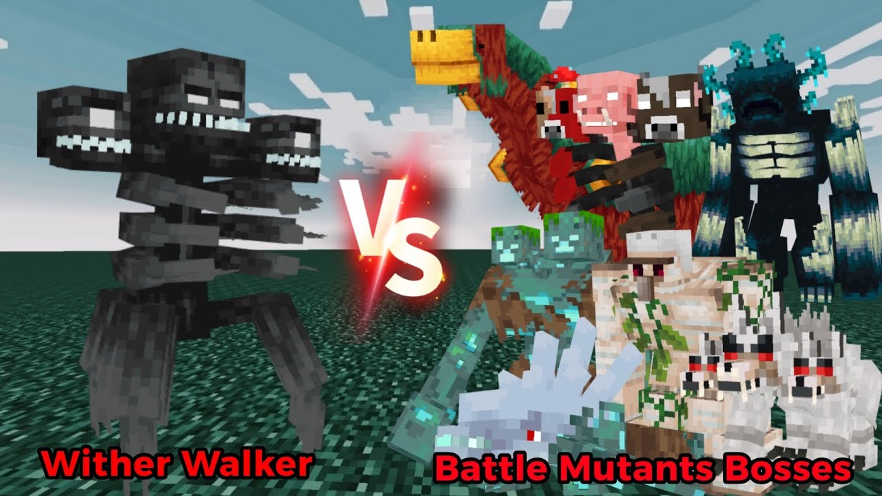 Wither Walker VS Battle Mutants Bosses | Minecraft Bedrock Mob Battle ...
