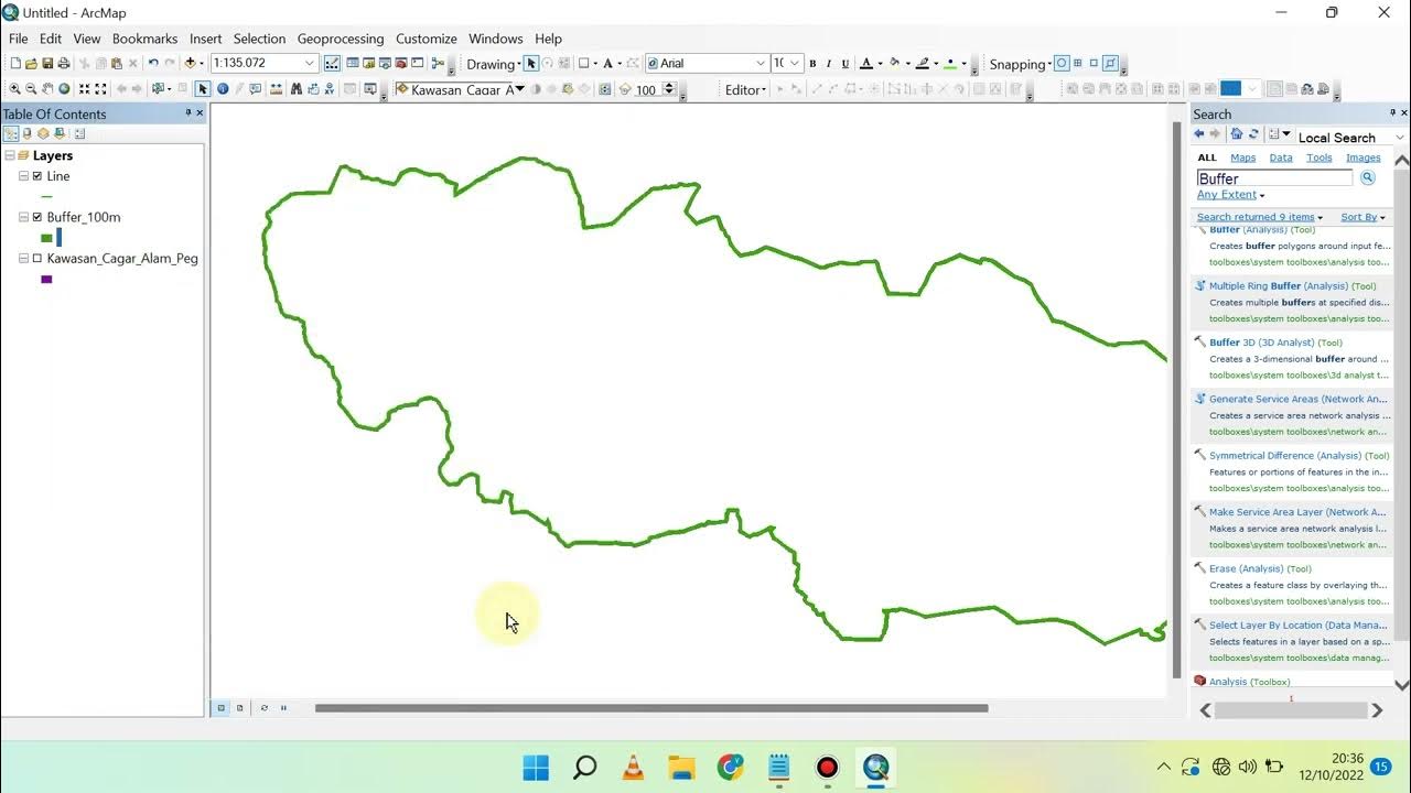 Cara Mudah membuat (Buffer Zone)Kawasan Penyangga - YouTube