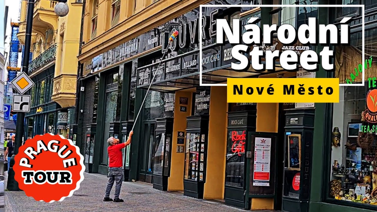 Prague streets (Národní, ulice).Walking tour of Prague, Czech Republic ...