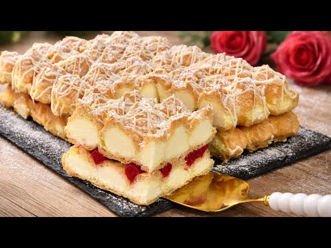 Mein Lieblingskuchen aus Polen! 💕 Luftiger Brandteig mit Vanillecreme und Erdbeeren