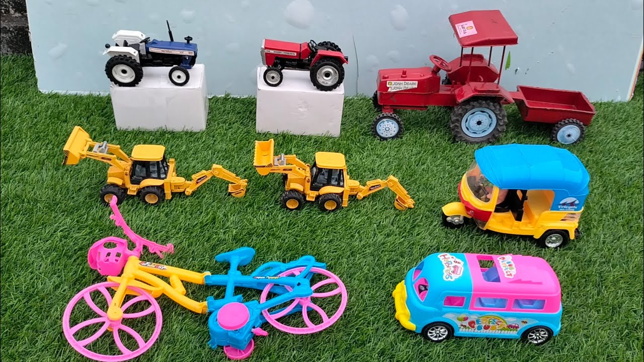jcb gadi wala cartoon video mini tractor helicopter cng auto rickshaw ...