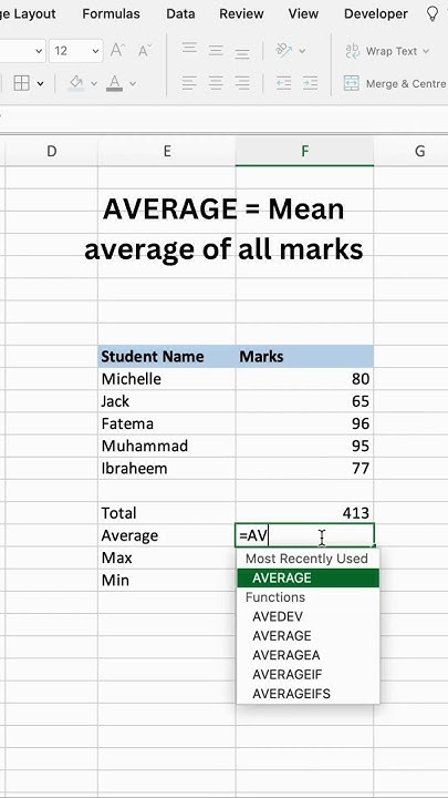 SUM, AVERAGE, MAX and MIN functions in Excel #exceltips #exceltutorial #excelformulas - YouTube