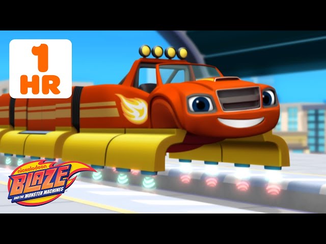1 HOUR of Blaze's TRAIN Transformations! 🚂 🧲 Magnet Train & More ...
