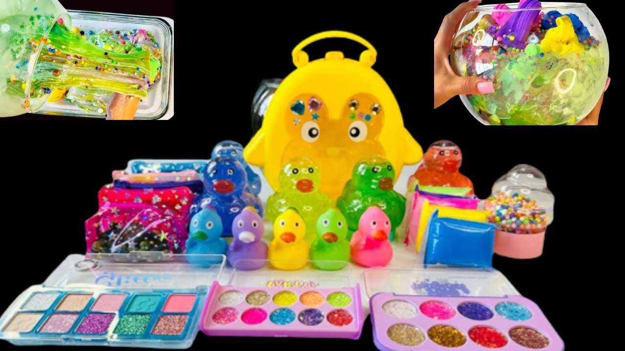 MIXING COLORFUL JUICY CANDIES WITH DUCKS INTO GLOSSY #SLIME #SATISFYING ...