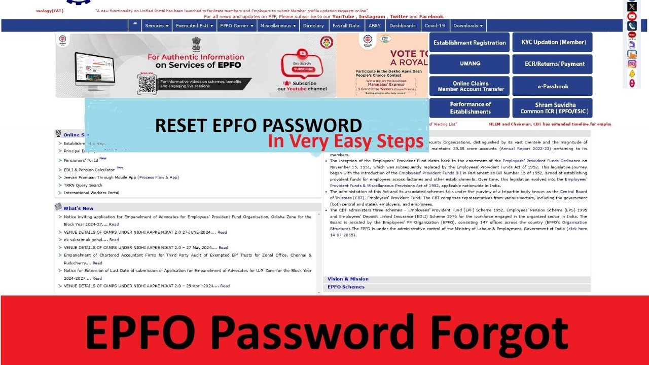 EPFO Forgot Password ! EPFO password kese change kare EPFO password ...