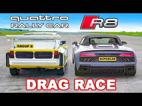 Audi R8 v Mobil Reli Quattro: DRAG RACE