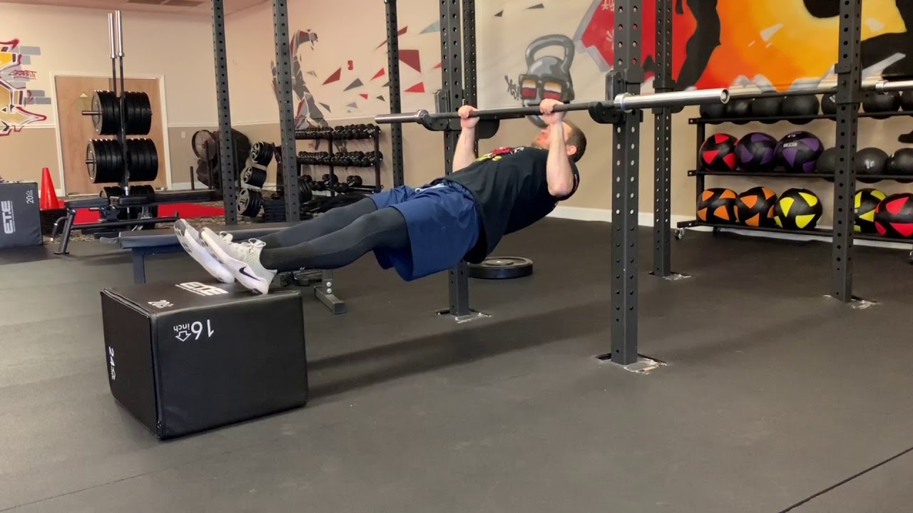 Advanced Feet Elevated Straight Leg Bodyweight Inverted Row - YouTube