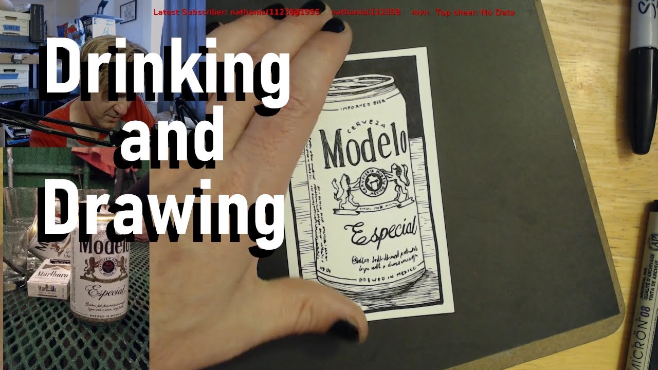 Sketch of Modelo Beer Can While Doing a Solo Drink and Draw! - YouTube