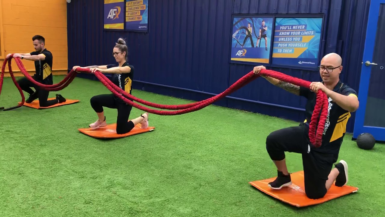 Team Battle Rope Kneeling to Standing - YouTube