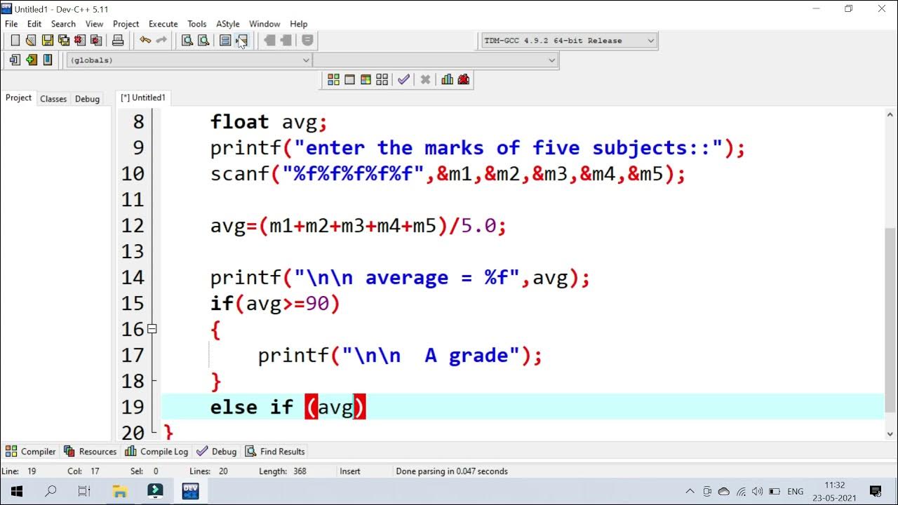 Program to find grade of student using else if ladder - YouTube