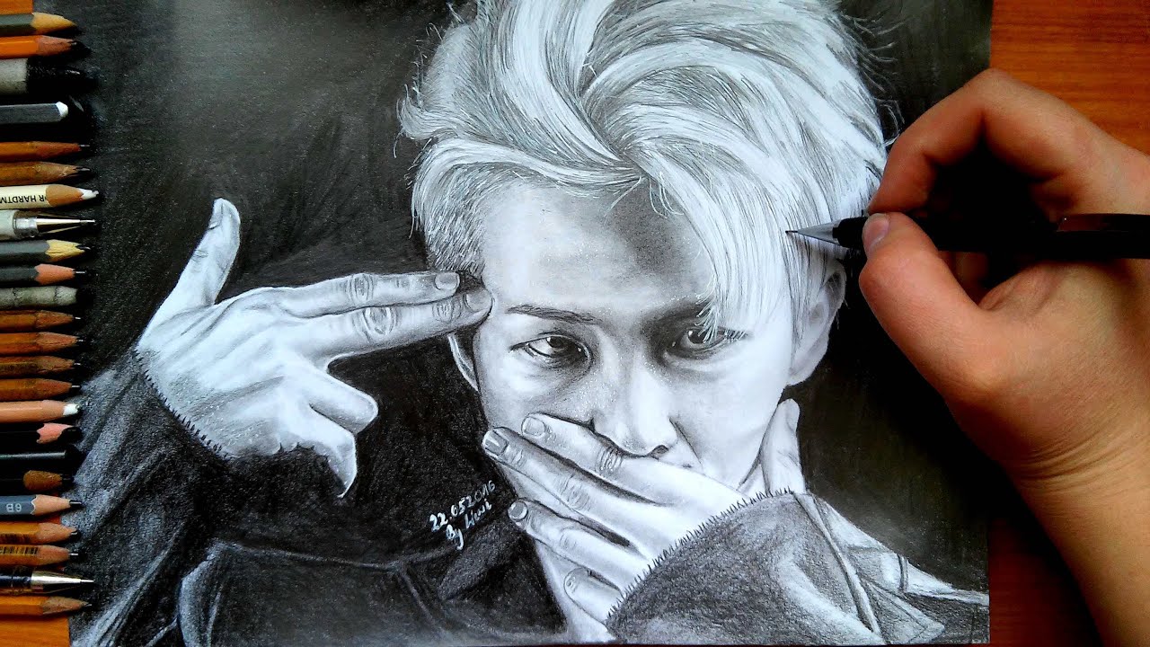 방탄소년단 BTS Rap Monster 랩몬스터 / Kim NamJoon (김남준) Speed drawing K-pop ...