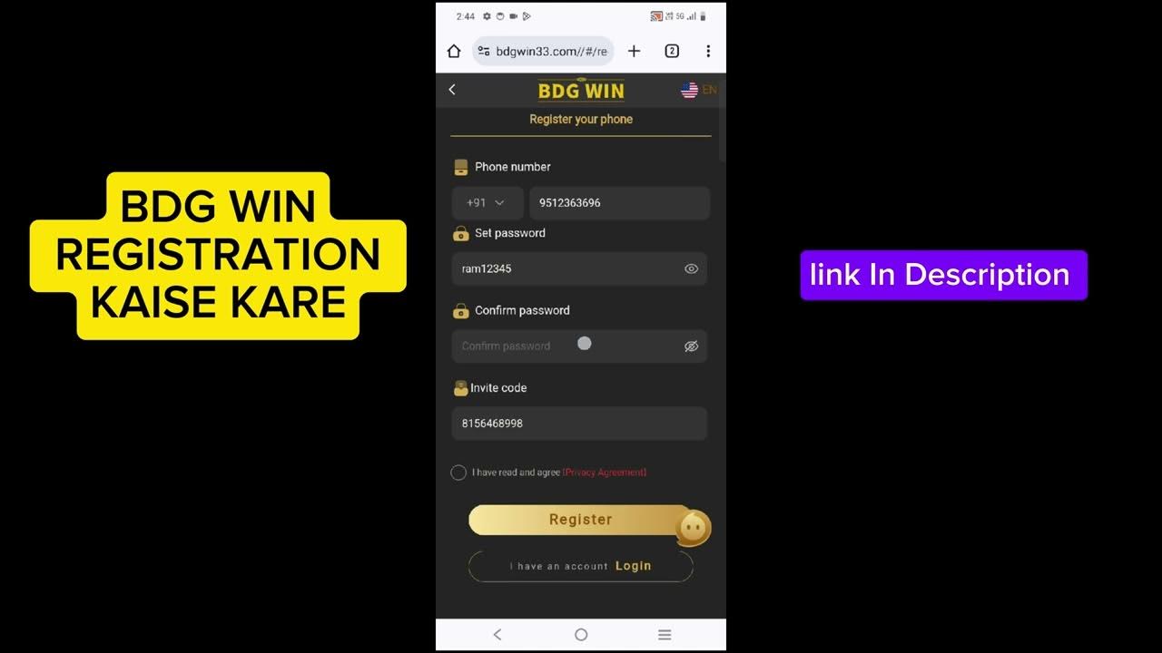 BDG WIN Me Registration Kaise kare???? Rich Boy Vikky - YouTube