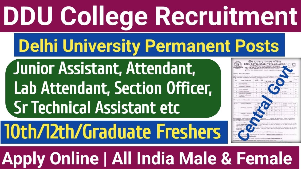 DDU College New Delhi Recruitment 2025 | Delhi University New Vacancy ...