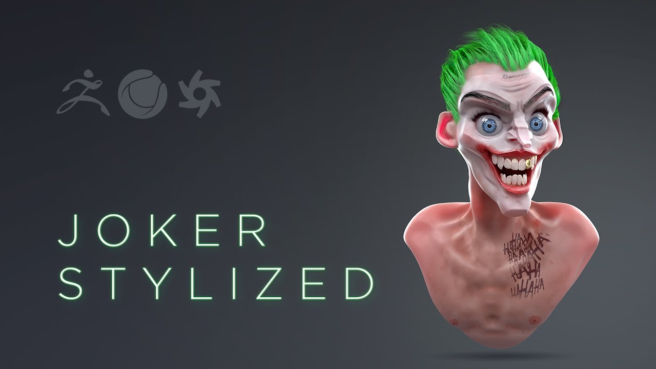 JOKER STYLIZED | Speed art 3D Timelapse (Zbrush, Cinema 4D, Octane ...