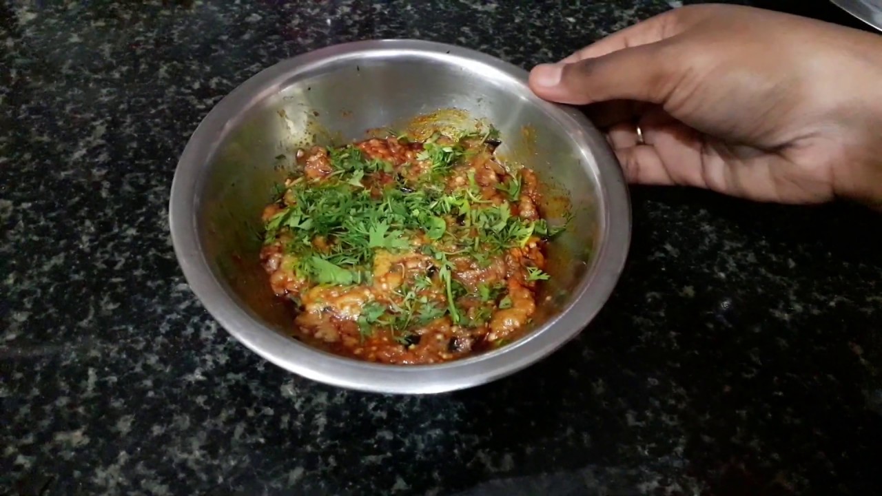 Brinjal bartha-brinjal chutney-chutney-south food recipe-instant food ...