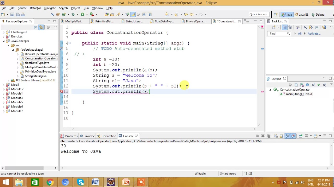 Concatenation Operator in Java(English) - YouTube